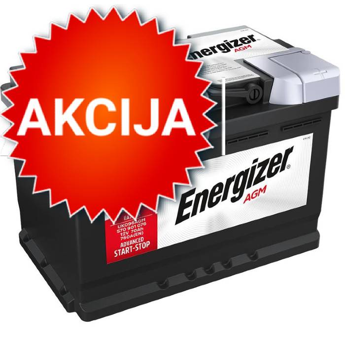 Akumulator Energizer 12V 70Ah 760A Premium AGM desno+ | MD Auto